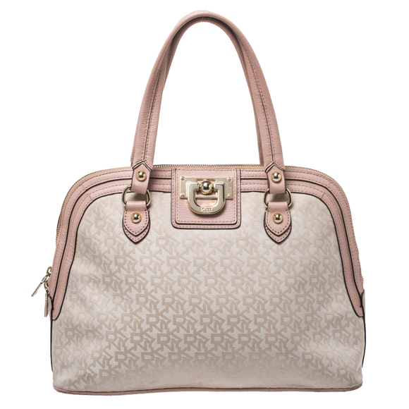 Donna Karan | Bags | Dkny Pinkbeige Signature Canvas And Leather Dome ...